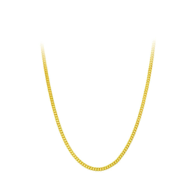 Pure Solid 999 24K Yellow Gold Necklace Men Women Curb Link Chain | eBay