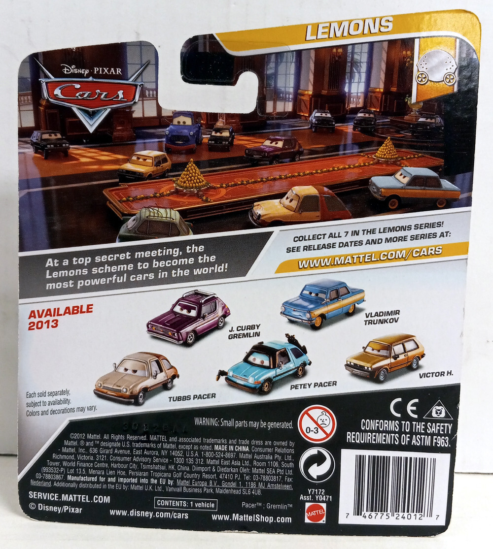 MATTEL DISNEY PIXAR CARS LEMONS PETEY PACER NIB "B" | eBay
