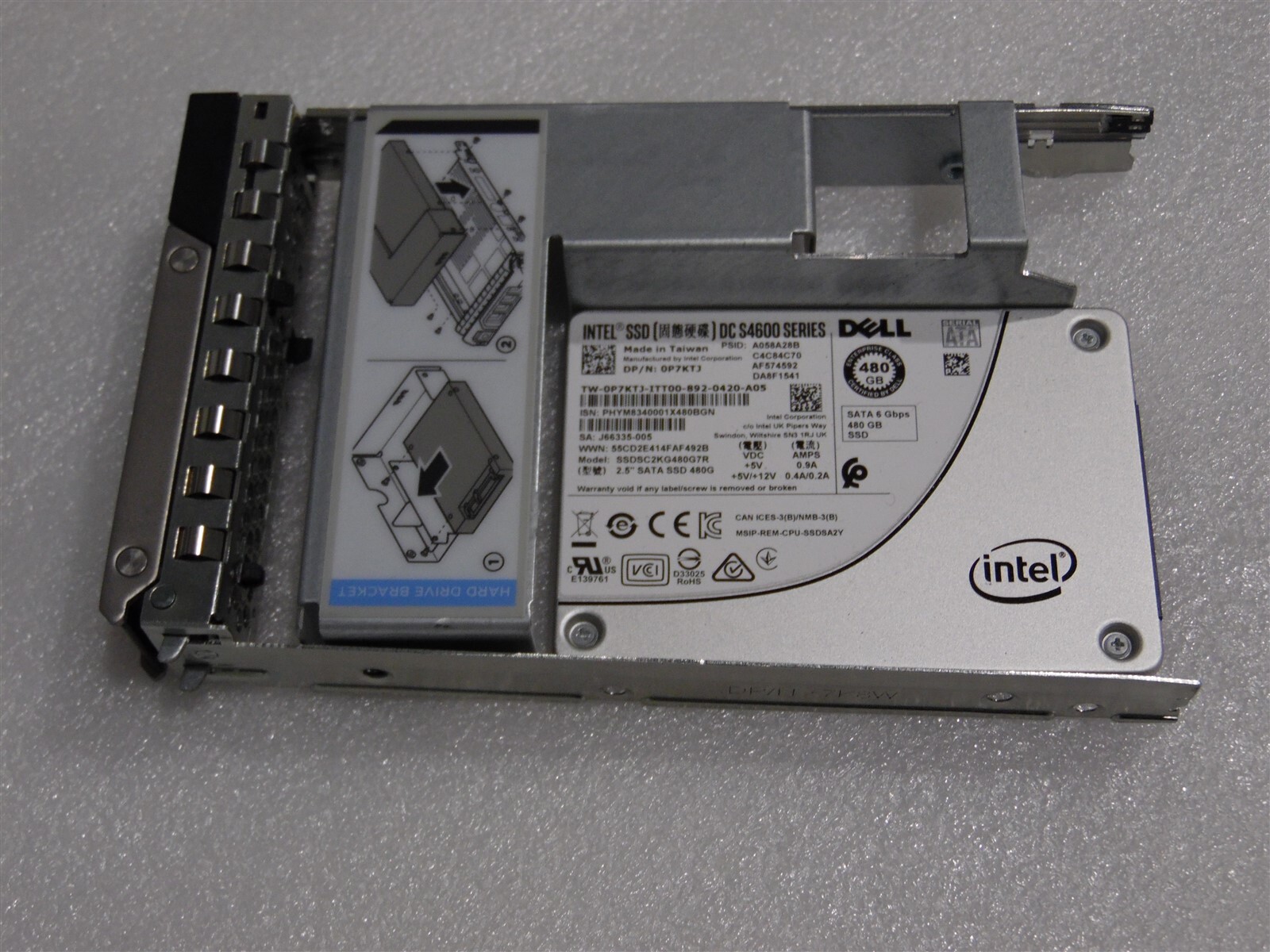 Dell Intel DS S4600 SATA III 6 Gbps 480gb SSD 2.5" P7KTJ for sale ...