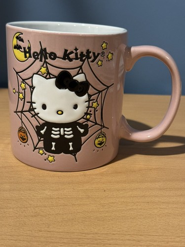 Hello Kitty Halloween Mug 20oz Pink Skeleton Pumpkin Spiderweb 2024 ...