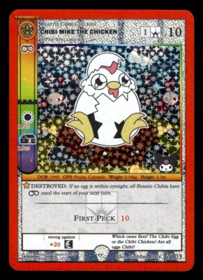 Chibi Mike The Chicken 6/103 Kuromi's Cryptid Carnival Full Holo Gold ...