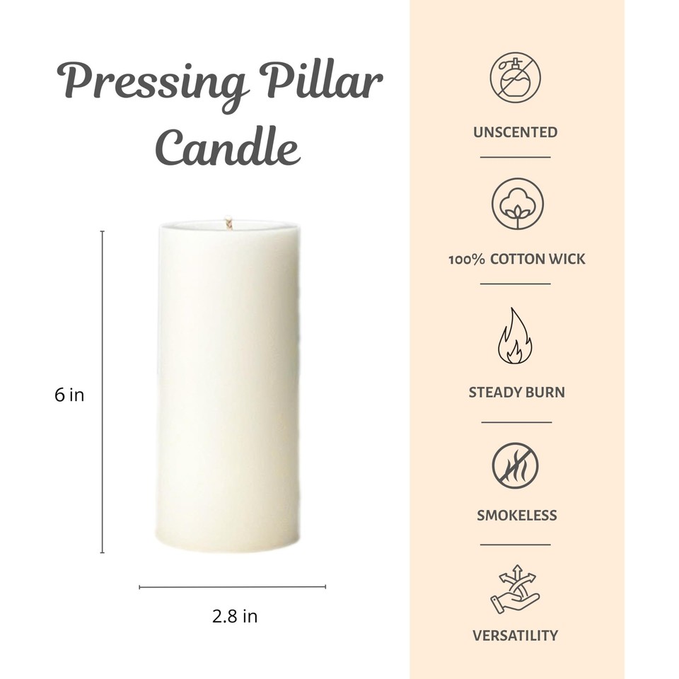3 Pack 2.8x6 Inch White Unscented Pillar Candles – Long 70 Hour Burn ...