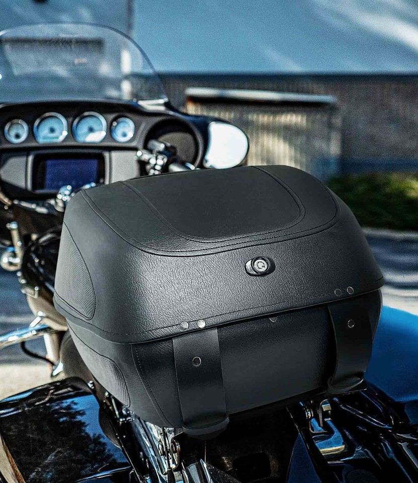 PU Leather Tour Tail Box Trunk Luggage Carrier Case Top Lock Storage ...