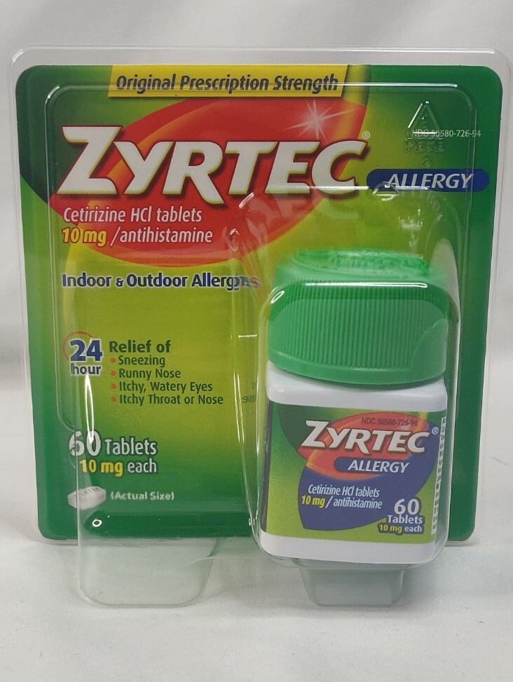 New Zyrtec 24hr Allergy Relief 10mg Tablets 60ct EXP 2/2026 | eBay