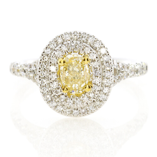 Natural Fancy Yellow 1.42ct Diamond Engagement Ring Cut 18K Solid White ...