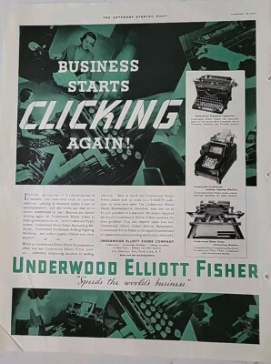 1933 Underwood Elliot Fisher typewriter adding accounting machine ...