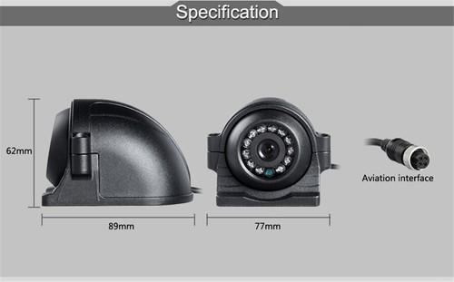 4 Pin Heavy Duty CCD IR Color 12 LED Side View Camera 700 TVL For Truck ...