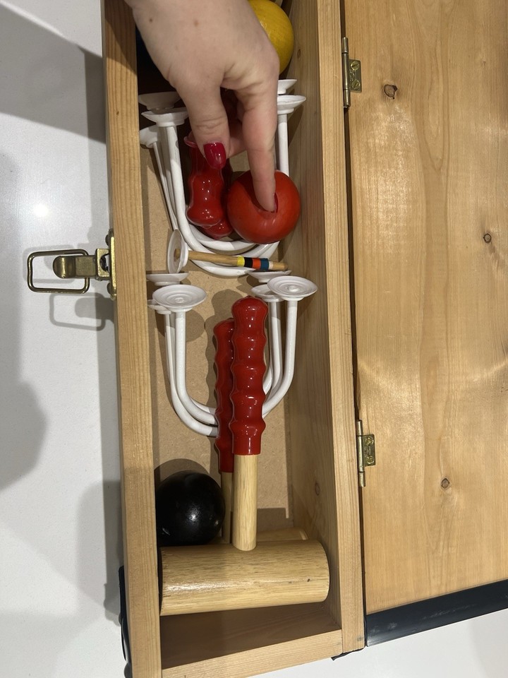CARPET CROQUET SET IN PINE Wooden BOX | eBay UK