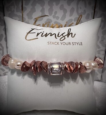 NEW! ERIMISH BRACELET- Natural Pearl & Rose Gold With Crystals | eBay
