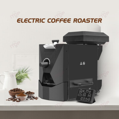 Electric Coffee Bean Roaster Drum Roasting 1000W W/ Smoke Exhaust Pipe ...