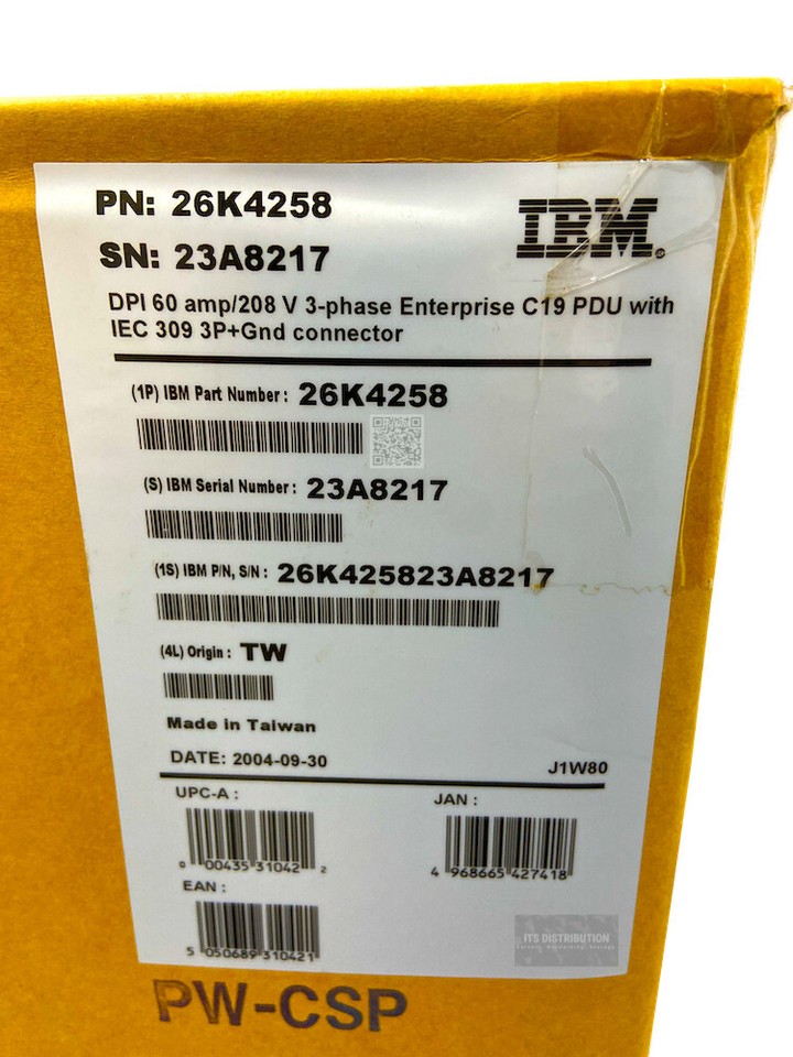 26K4258 I Open Box IBM DPI 60A/208V 3Phase C19 Enterprise PDU IEC309 3P ...