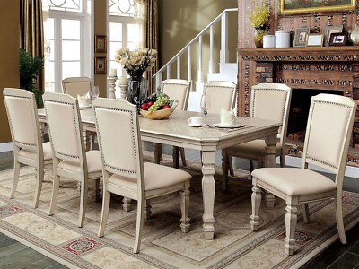 ON SALE - Antique White Dining Room Set - Rectangular Table & 6 Chairs ...