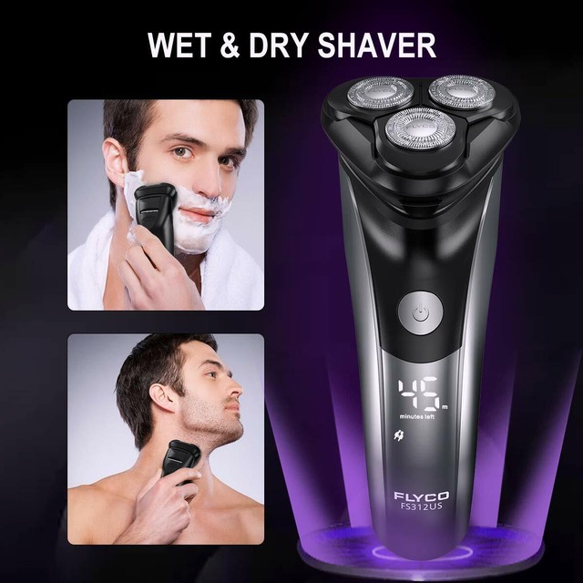 Black Electric Razor for Men Flyco Wet & Dry Rotary Shavers With Pop-up ...