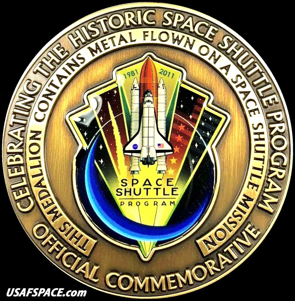 SPACE SHUTTLE COMMEMORATIVE NASA COIN-MEDALLION CONTAINING FLOWN ...