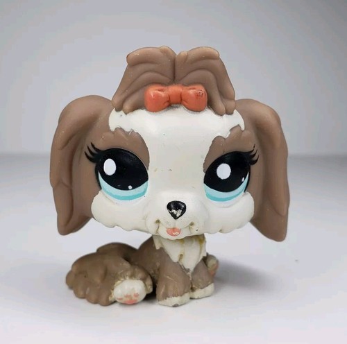 Littlest Pet Shop LPS #2130 Dog Lhasa Apso Puppy Brown Red Bow Blue ...