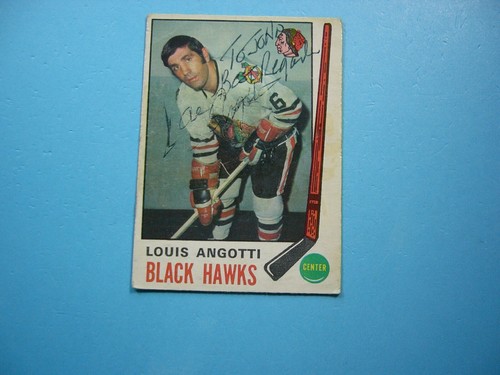 1969/70 O-PEE-CHEE NHL HOCKEY CARD #134 LOU ANGOTTI VG NICE AUTO ...
