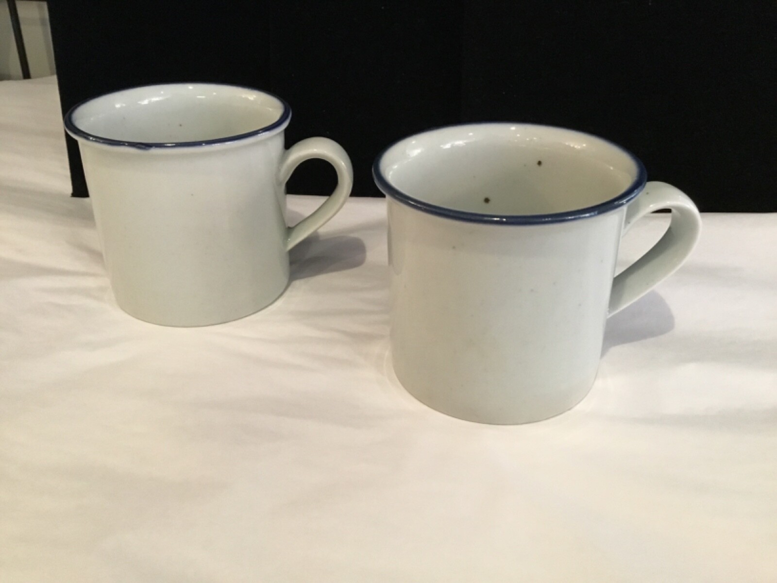 VINTAGE PAIR OF DANSK INTERNATIONAL DENMARK BLUE TRIM STONEWARE MUGS NO ...