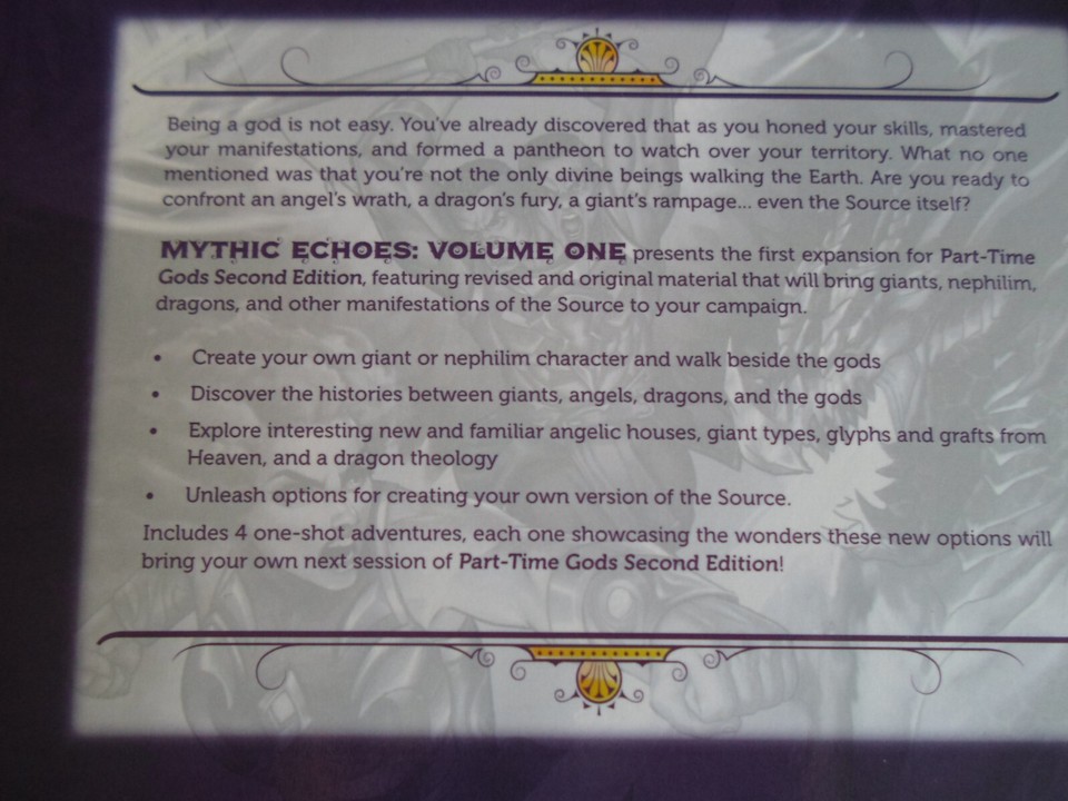 Part-Time Gods, Mythic Echoes + Wrath of Purity Softback RPG Set (NEW ...