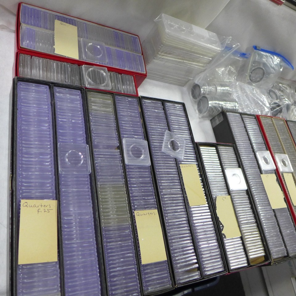 Large Lot of Coin Collecting Supplies 2X2 Coin Holders & Caps & More ...