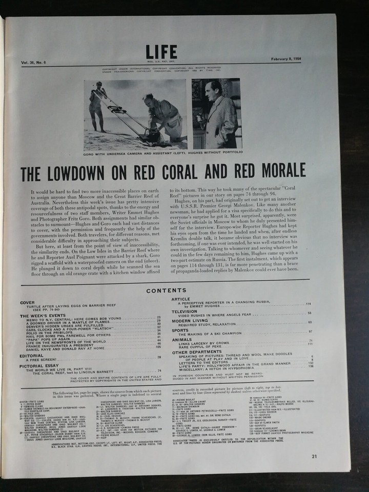 Life Magazine February 8, 1954 The World We Live In Coral Reef - Turtle ...
