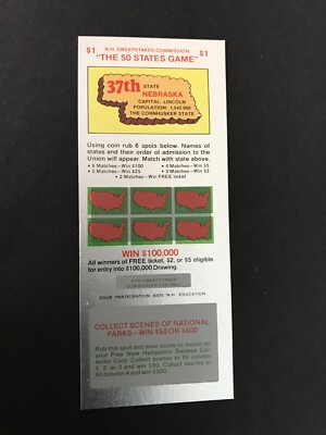 Nebraska SV Instant NH Lottery Ticket, issued in 1977 no cash value | eBay