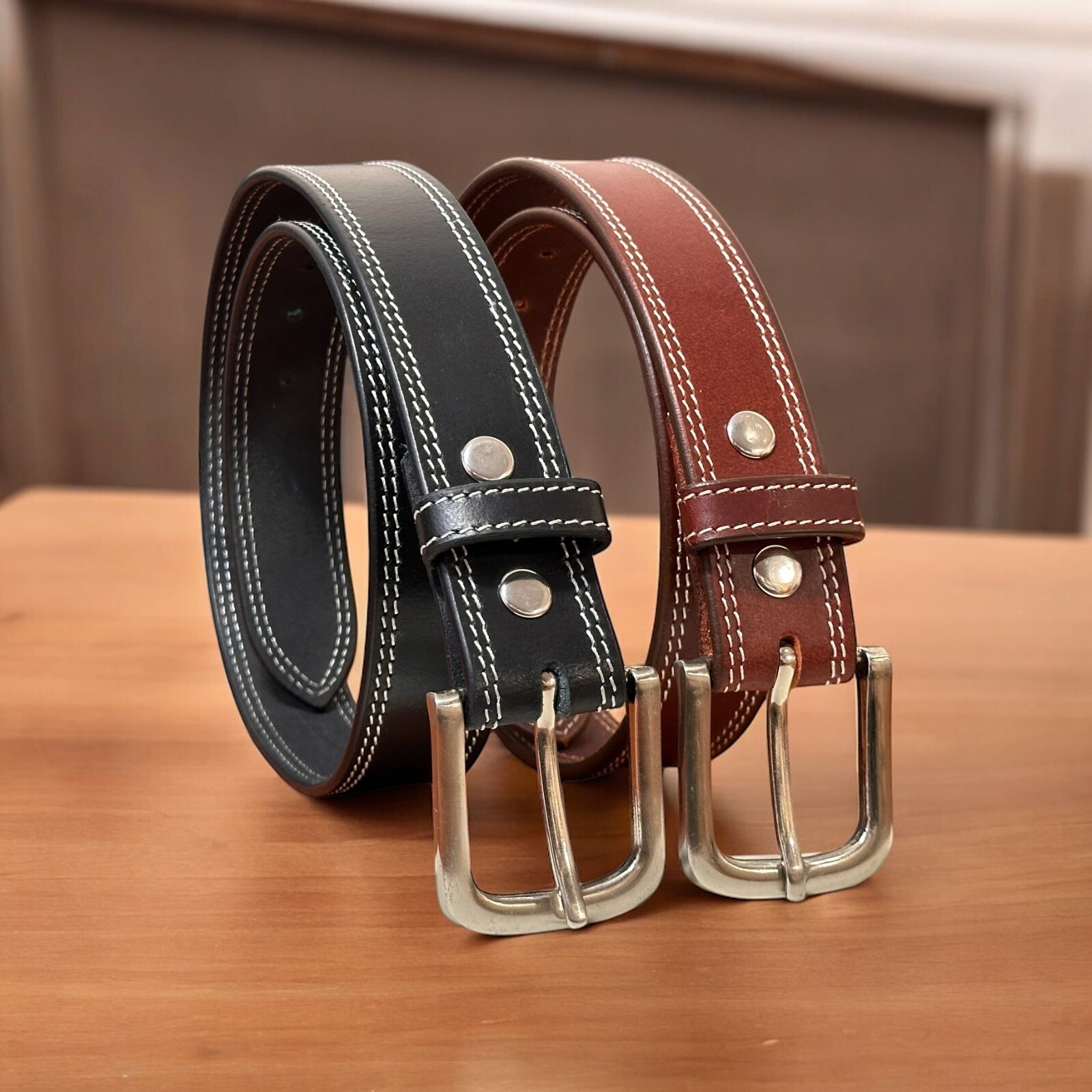 Men's Full Grain Leather Belt Heavy Duty With Removable Buckle ...