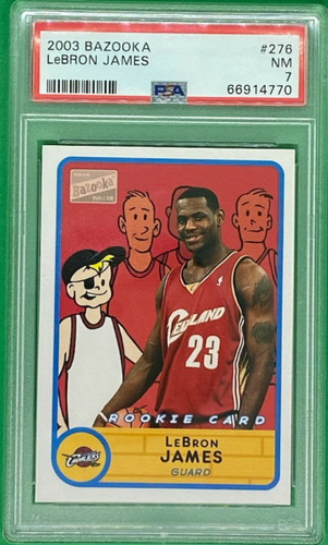 2003 BAZOOKA LEBRON JAMES ROOKIE CARD RC #276 PSA 7 NM NEWEST LABEL QR ...