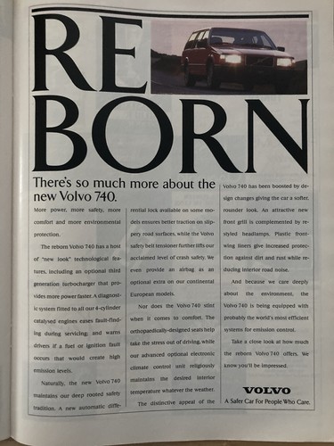 1980s VOLVO 740 MAGAZINE COMMERCIAL AD ADVERTISEMENT CAR | eBay