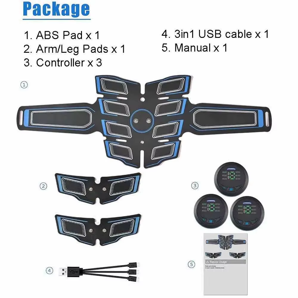 USB Rechargeable Portable Electronic Training Belt Abdominal Muscle ...
