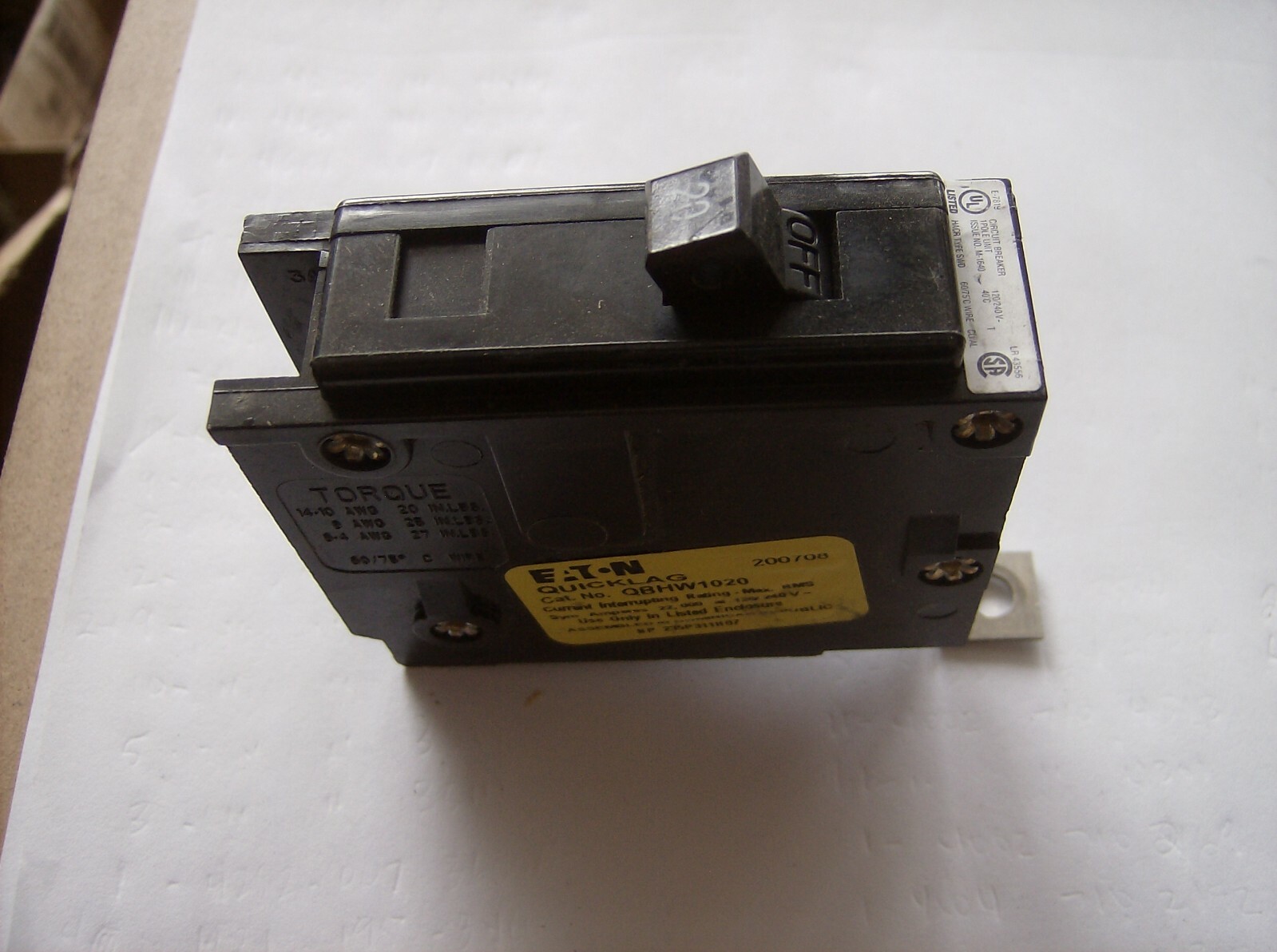 EATON CIRCUIT BREAKER E7819 QBHW1020 SINGLE POLE 20A | eBay