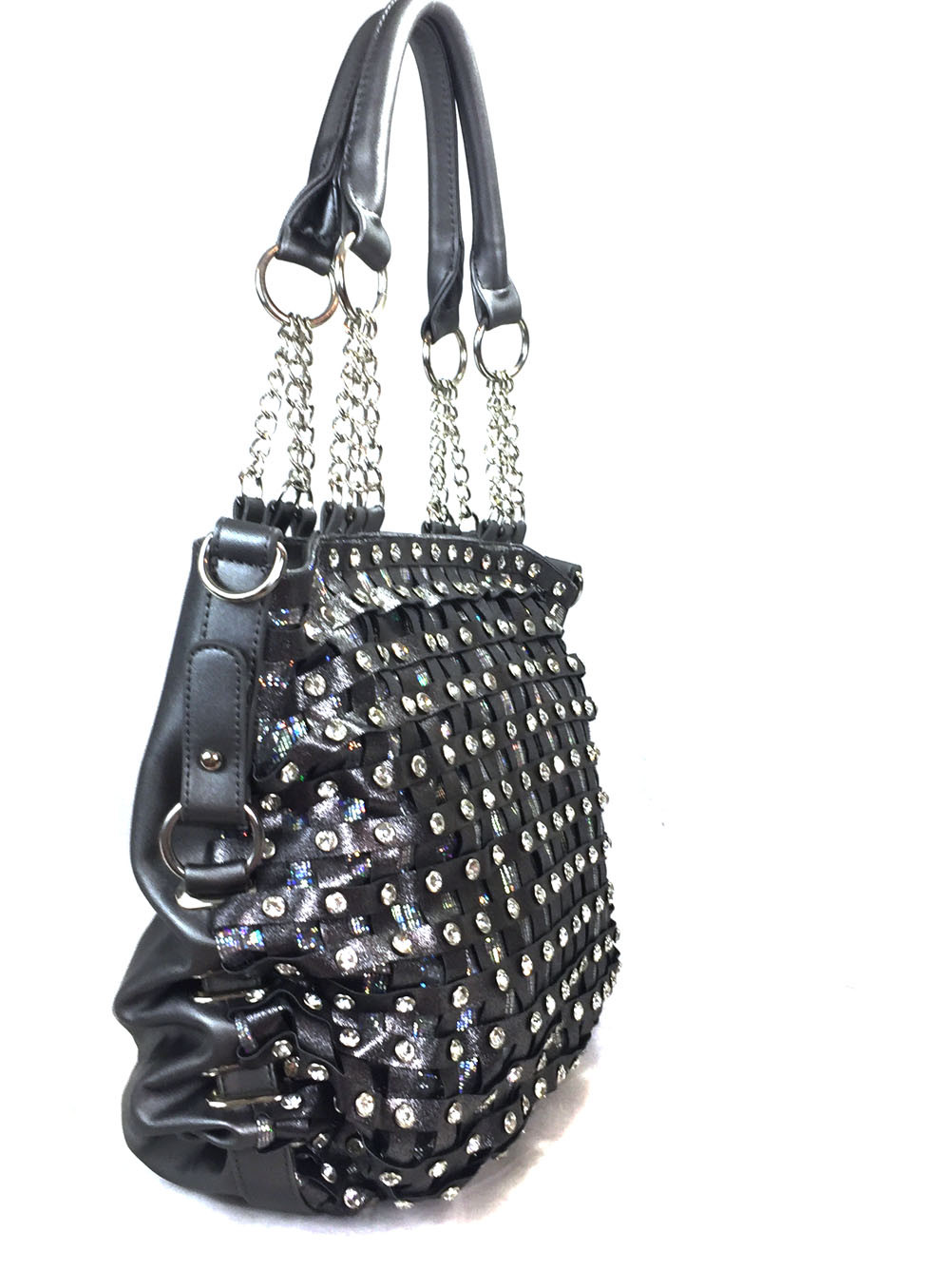 Zzfab Premium Classic Net Bling Handbag Rhinestone Sparkle Purse Silver ...