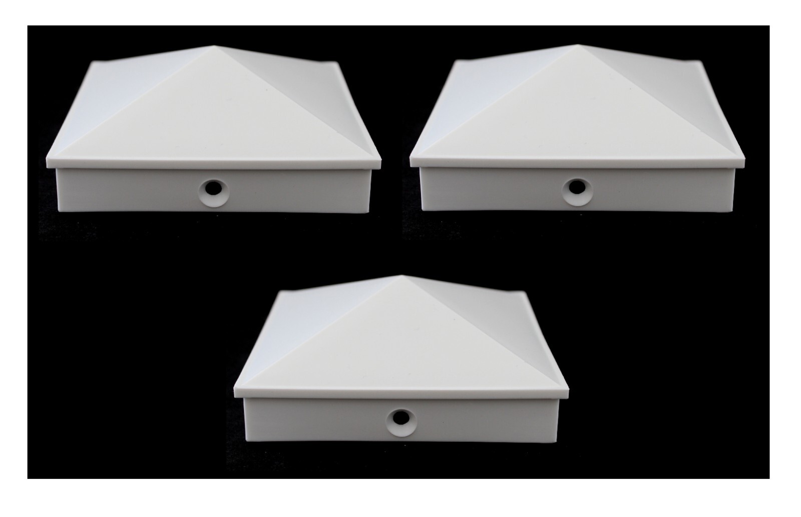 6x6 Nominal (5-1/2"x5-1/2") White Plastic Pyramid Fence Cap 1, 2, 3, 4 ...