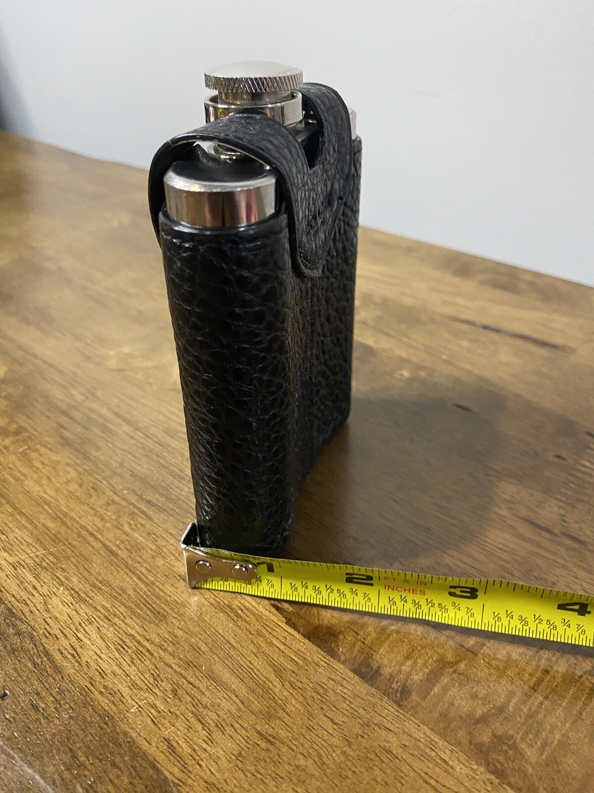 Coach Hip Alcohol Flask Varsity Stripe Embossed Black Calf Leather ...