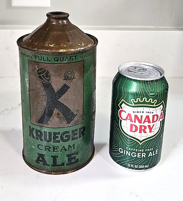 Krueger Cream Ale QUART CAN Cone Top Beer Can Antique c1930 | eBay