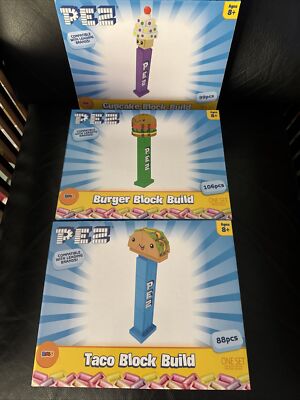 3 Pez Lego Building Block Sets Cupcake Taco Hamburger | eBay
