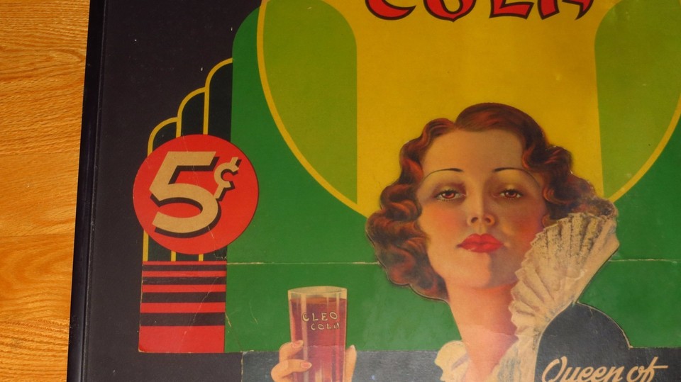 Exceptional Cleo Cola Soda Cardboard Advertisement Sign Original Framed ...