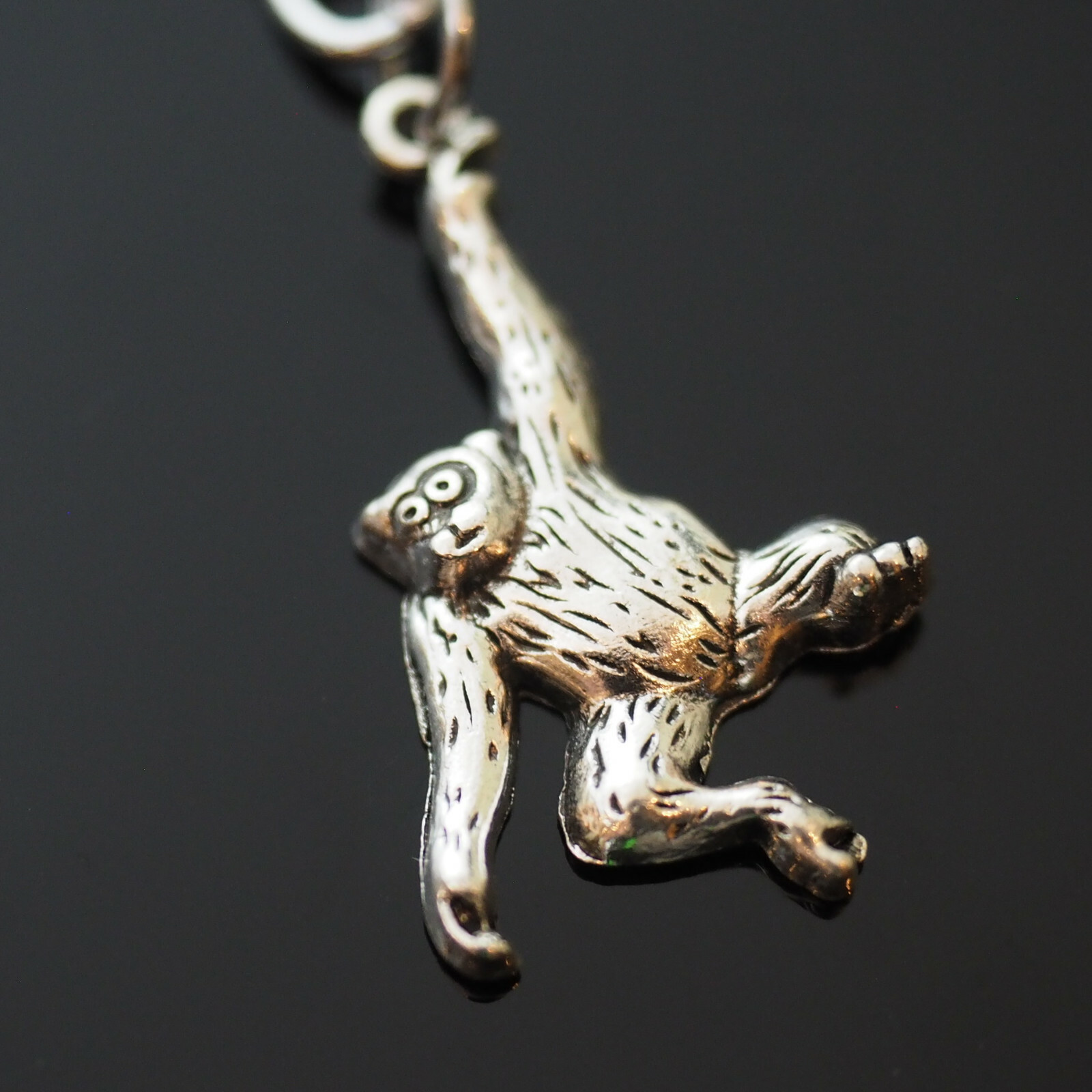 Monkey Chimp Chimpanzee Vintage Silver Charm Keychain Key Chain Zoo Ape ...