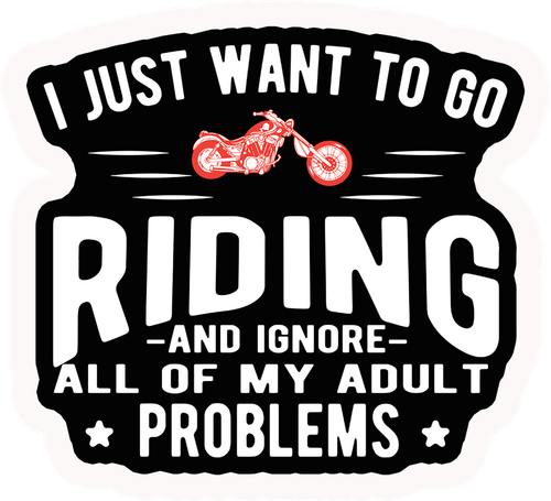 2 x Motorbike I Just Want To Go Riding Ignore My Adult Problems - Funny ...