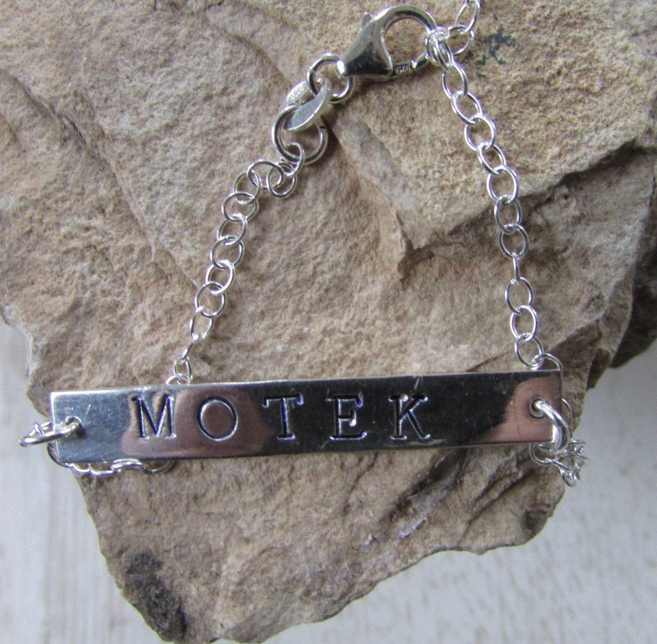 Motek Bracelet Handstamped Sterling Silver Bar Hebrew Word for Sweetie ...