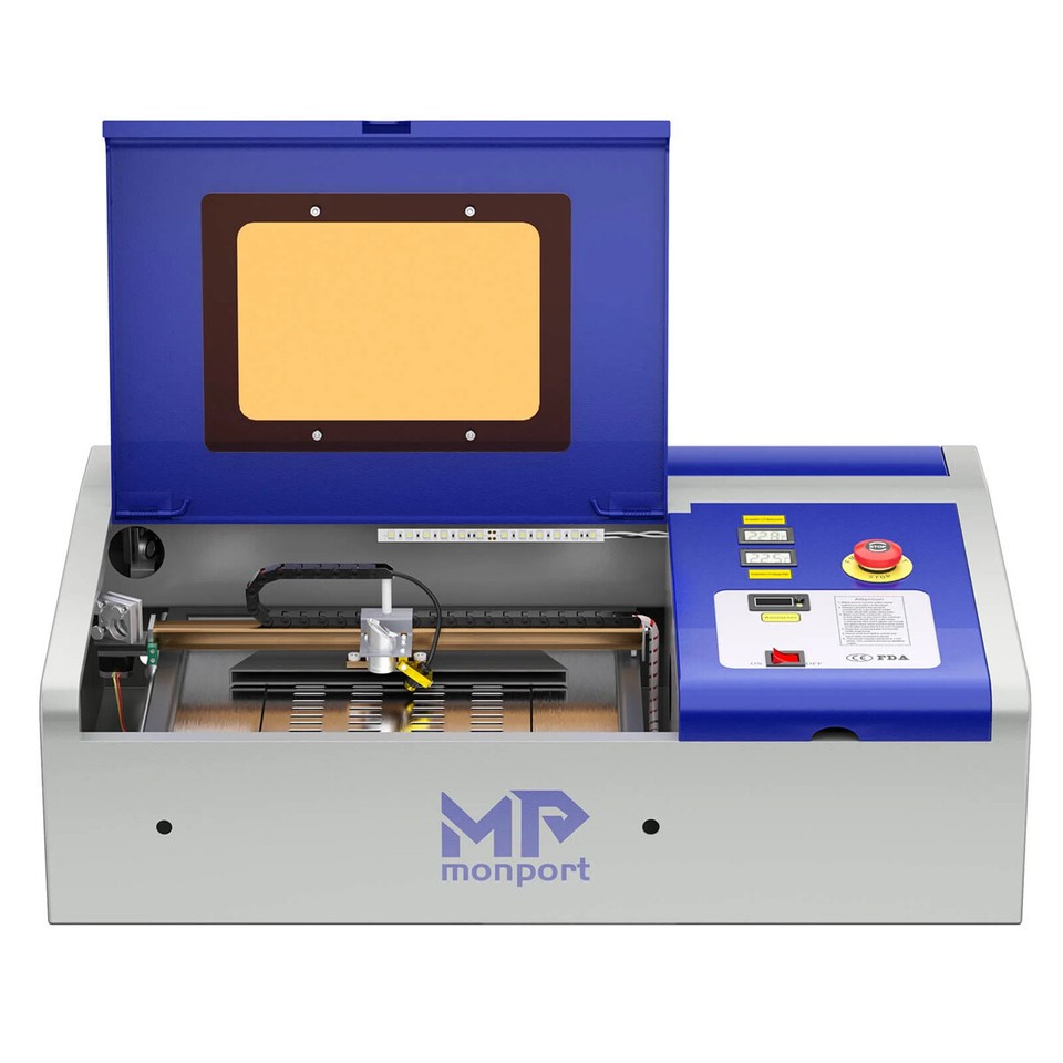 Monport 40W CO2 Laser Engraver CO2 Laser Engraver Cutter (8"x 12") K40 ...