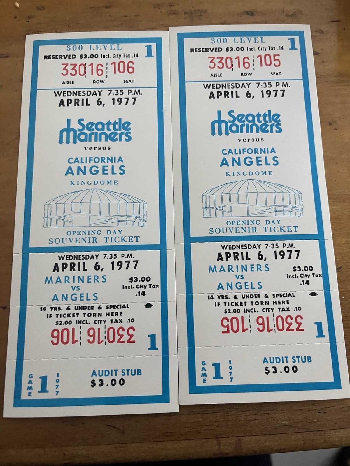 Lot (2) 1st Game Inaugural Season Seattle Mariners Tickets 1977 ...