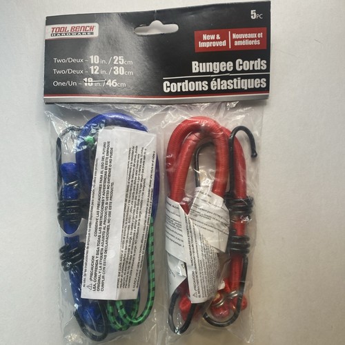 New, Tool Bench Hardware Bungee Cords, 5-ct. Pack, 10", 12" and 18 ...