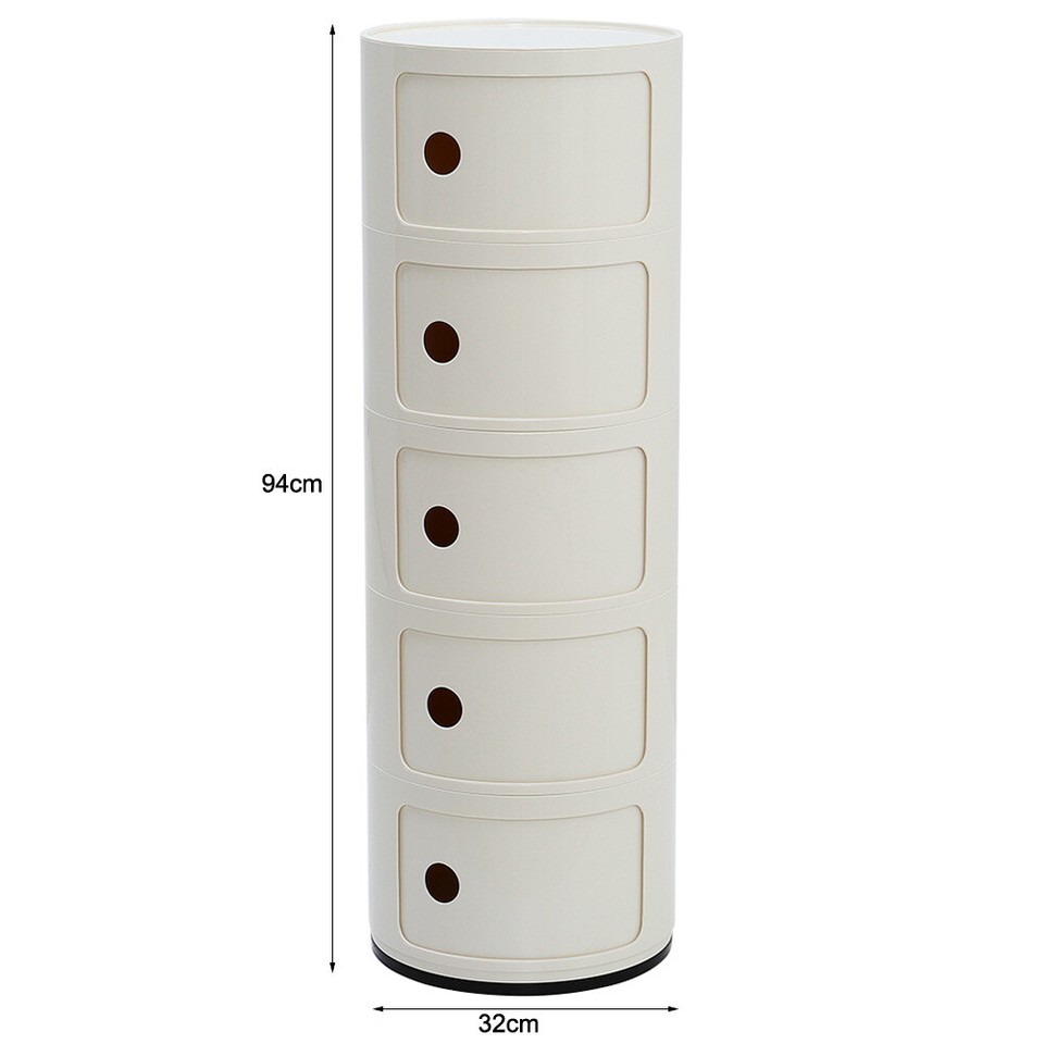 2/3/4/5 Drawers Round Storage Unit Bathroom Cabinet Chest Cupboard Side ...