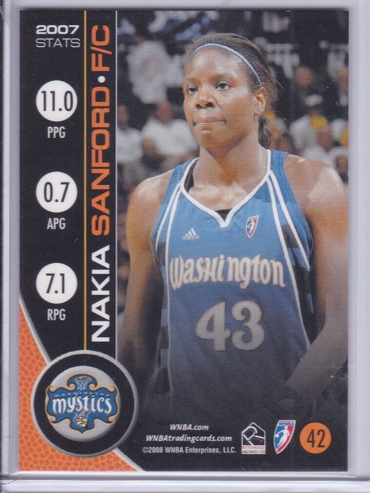 2008 RITTENHOUSE WNBA #42 NAKIA SANFORD WASHINGTON MYSTICS IDWN | eBay