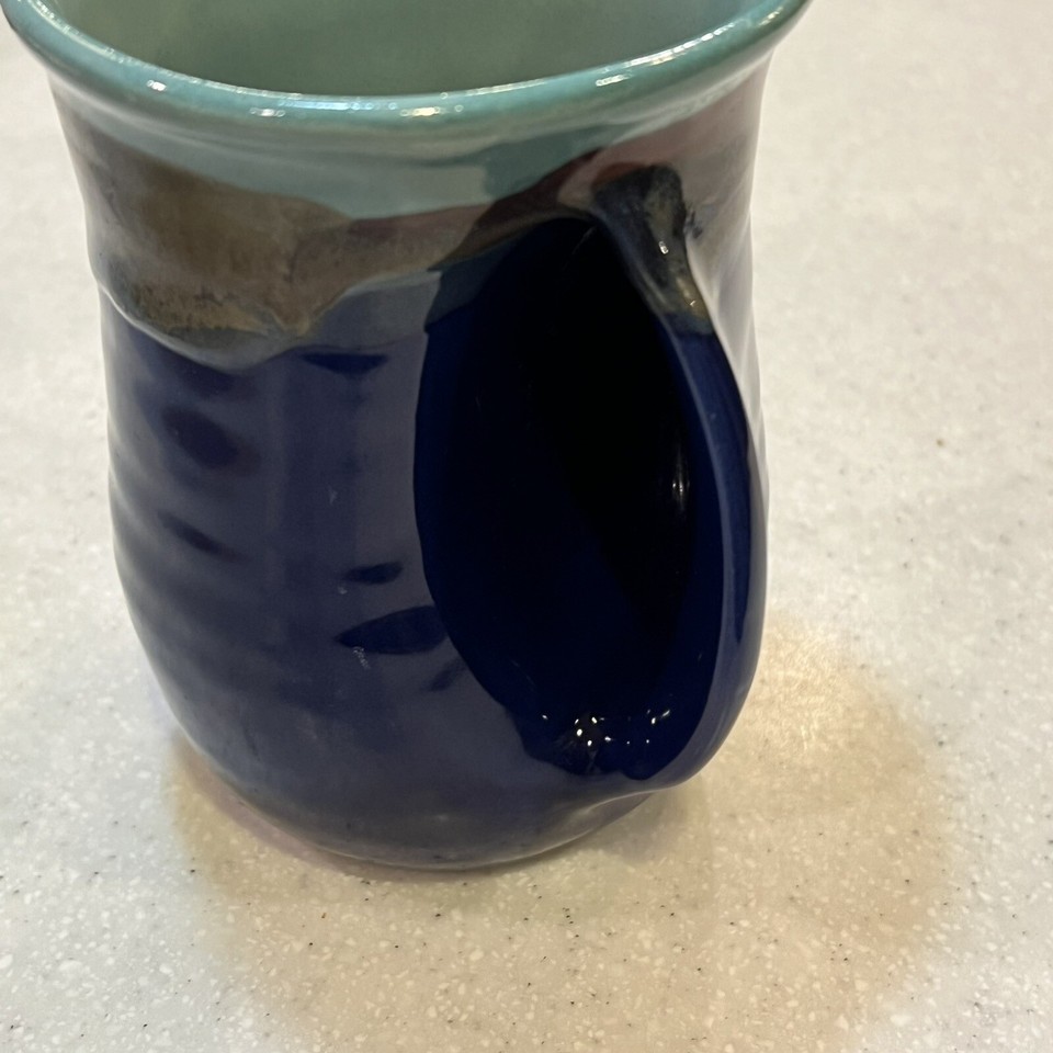 Neher Pottery Right Hand Warmer MUG Mystic Waters Blue Cup Clay In ...