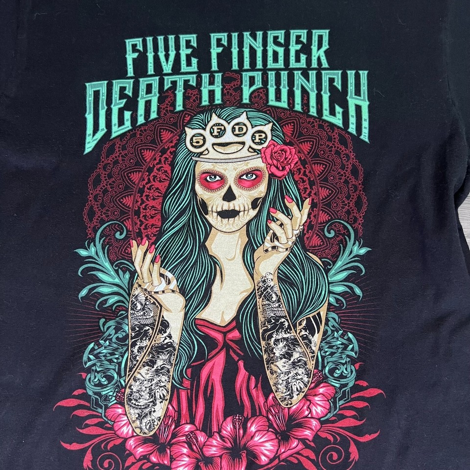 FIVE FINGER DEATH PUNCH - LADY MUERTA T SHIRT METAL FFDP Size Large | eBay