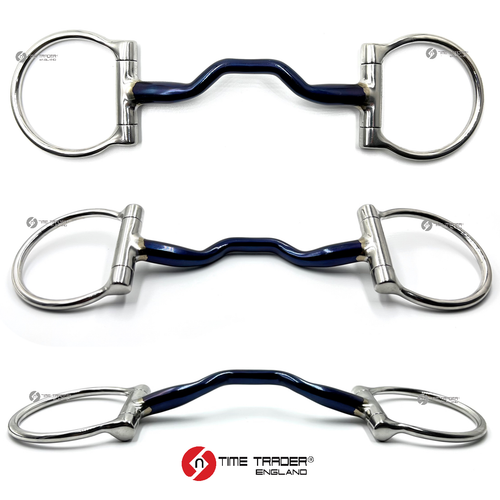 Ported D Dee ring Blue Sweet Iron Horse Bit Snaffle Size 4.5" to 6.5 ...