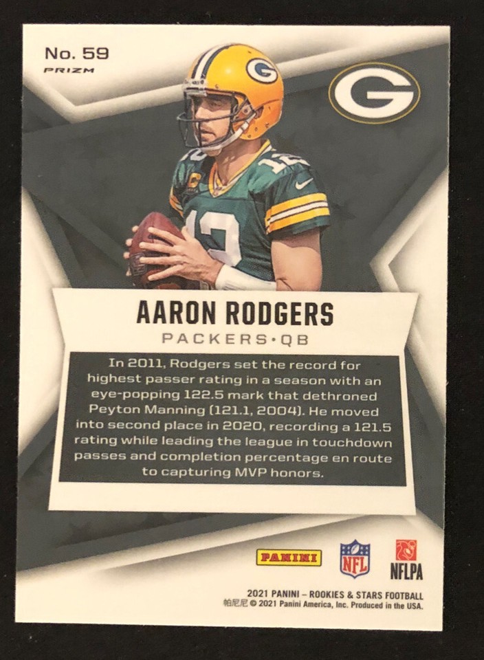 2021 Rookies & Stars Aaron Rodgers Packers Silver Pulsar Prizm Card #59 ...