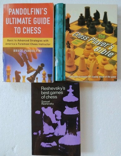 Lot of 3 Books on Chess ~ Player's Bible, Pandolfini's guide, Reshevsky ...
