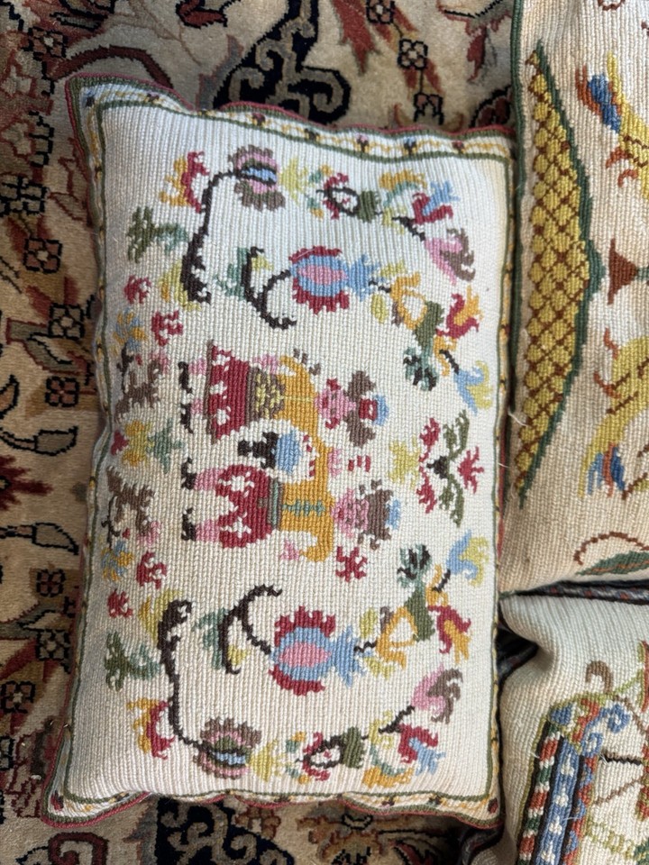 Lot of 3 Needlepoint Pillows Vintage Made In Athens Greece Hand ...